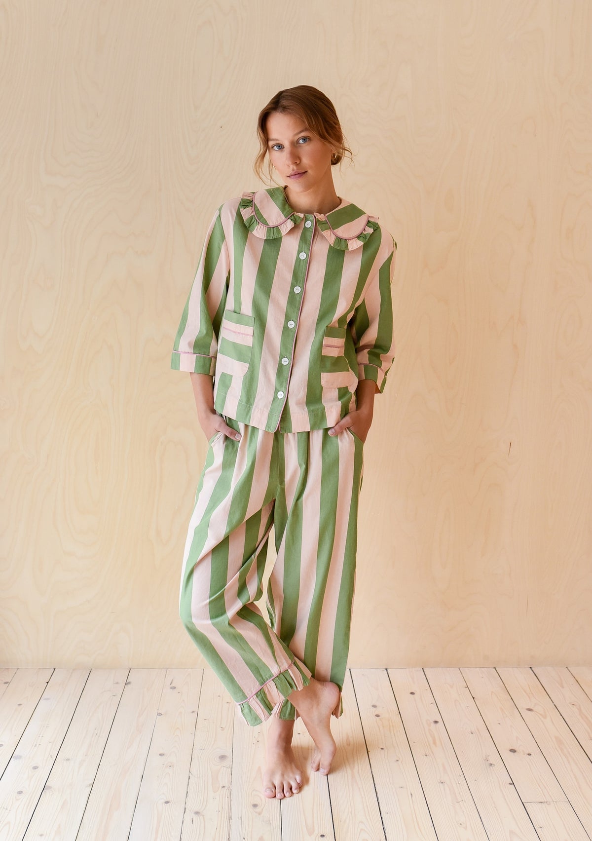 Cotton Pyjamas in Green Stripe – TBCo