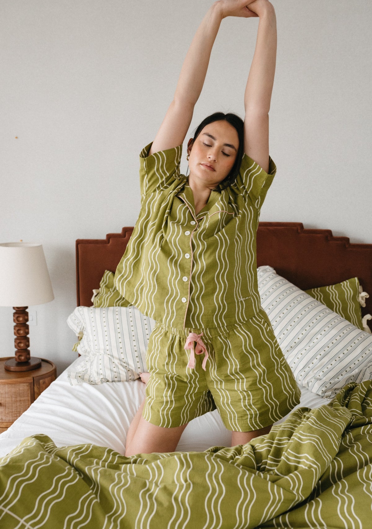 Cotton Pyjamas in Olive Wave – TBCo