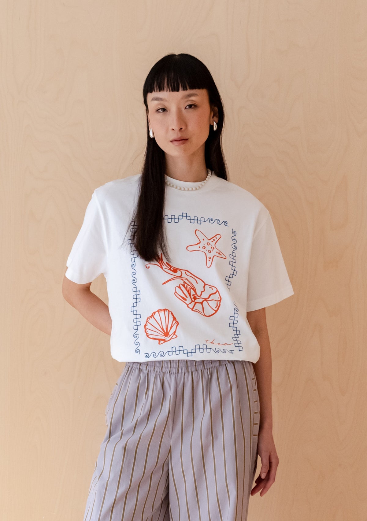 TBCo | Women's Cotton T-Shirt in White Shrimp